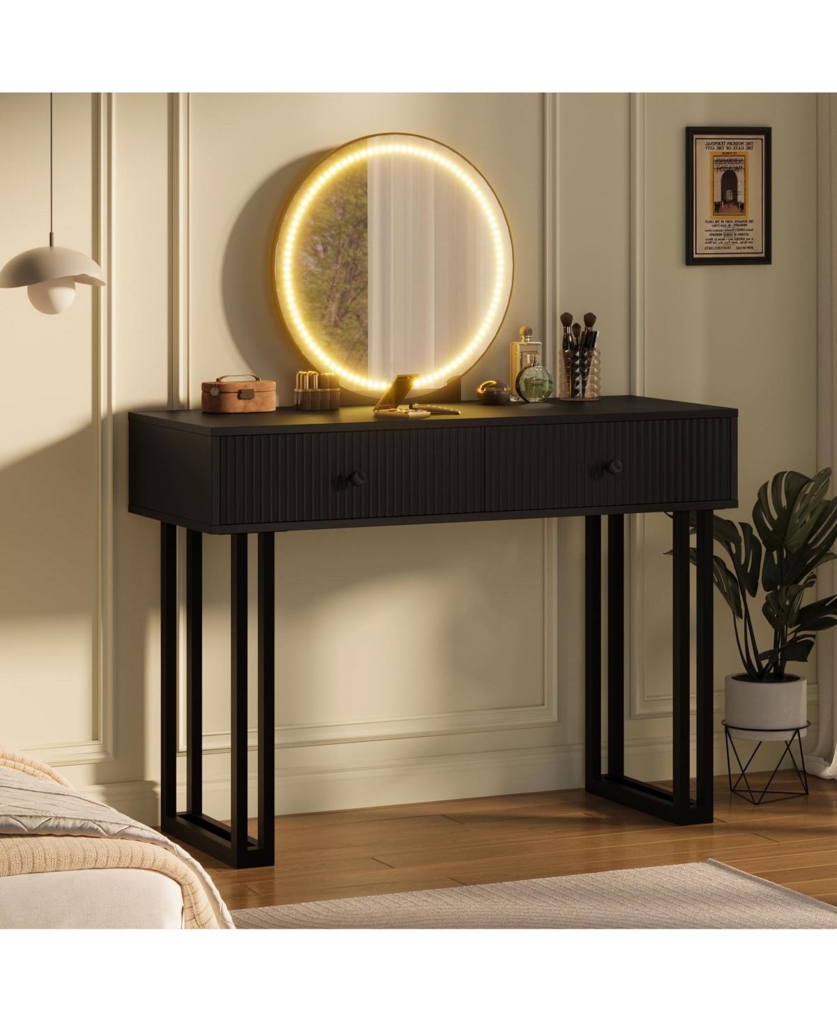 Click here for gaomon Vanity Desk with Mirror and Lights  Small M... prices