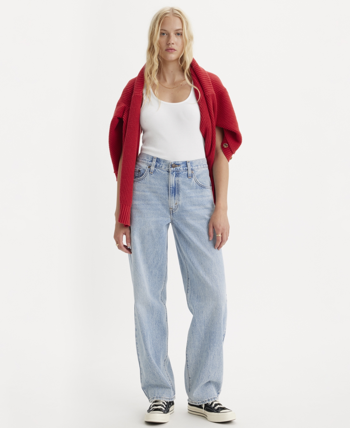 Levis Juniors Mid Rise Baggy Dad Jeans - Fan Flare