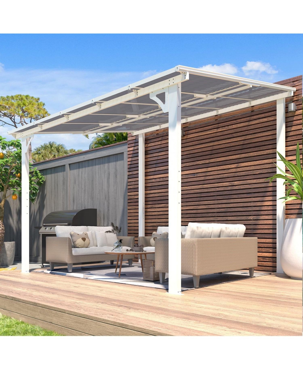 Click here for Aecojoy 10x8 Wall Mounted Gazebos Pergola - White prices
