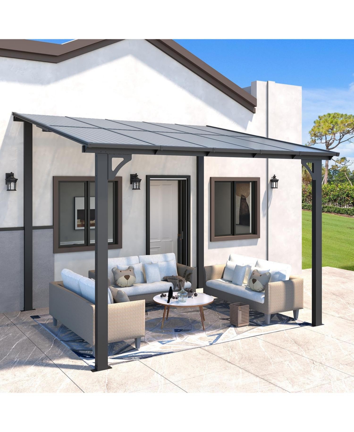 Click here for Aecojoy 10x8 Wall Mounted Gazebos Pergola - Black prices