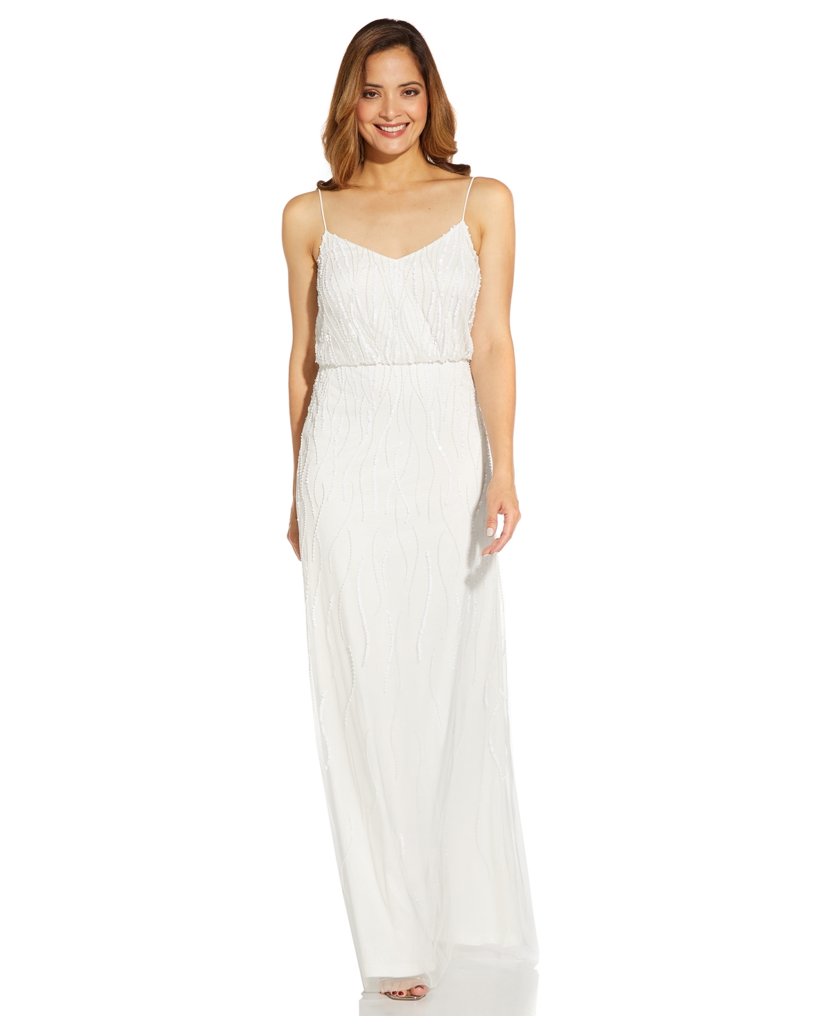 Click here for Adrianna Papell Embellished Blouson Gown - Ivory prices