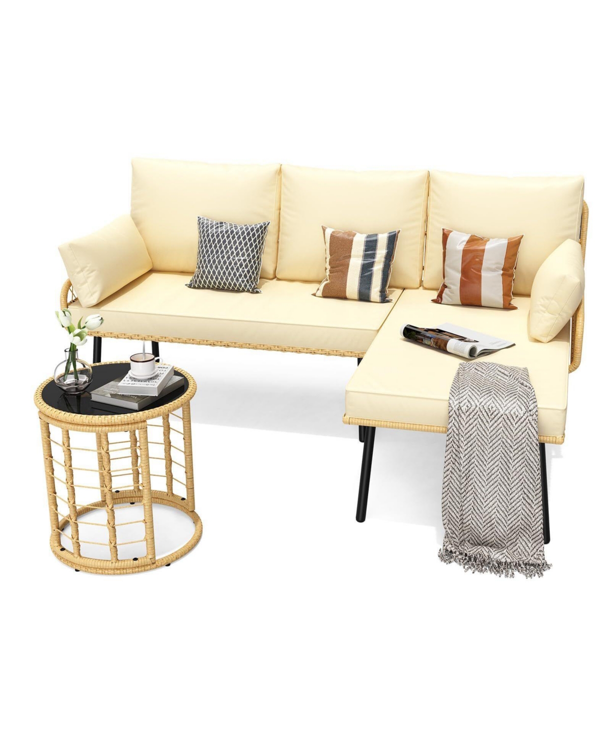 Click here for Gaomon 3-Piece L-Shaped Patio Set  Outdoor Section... prices