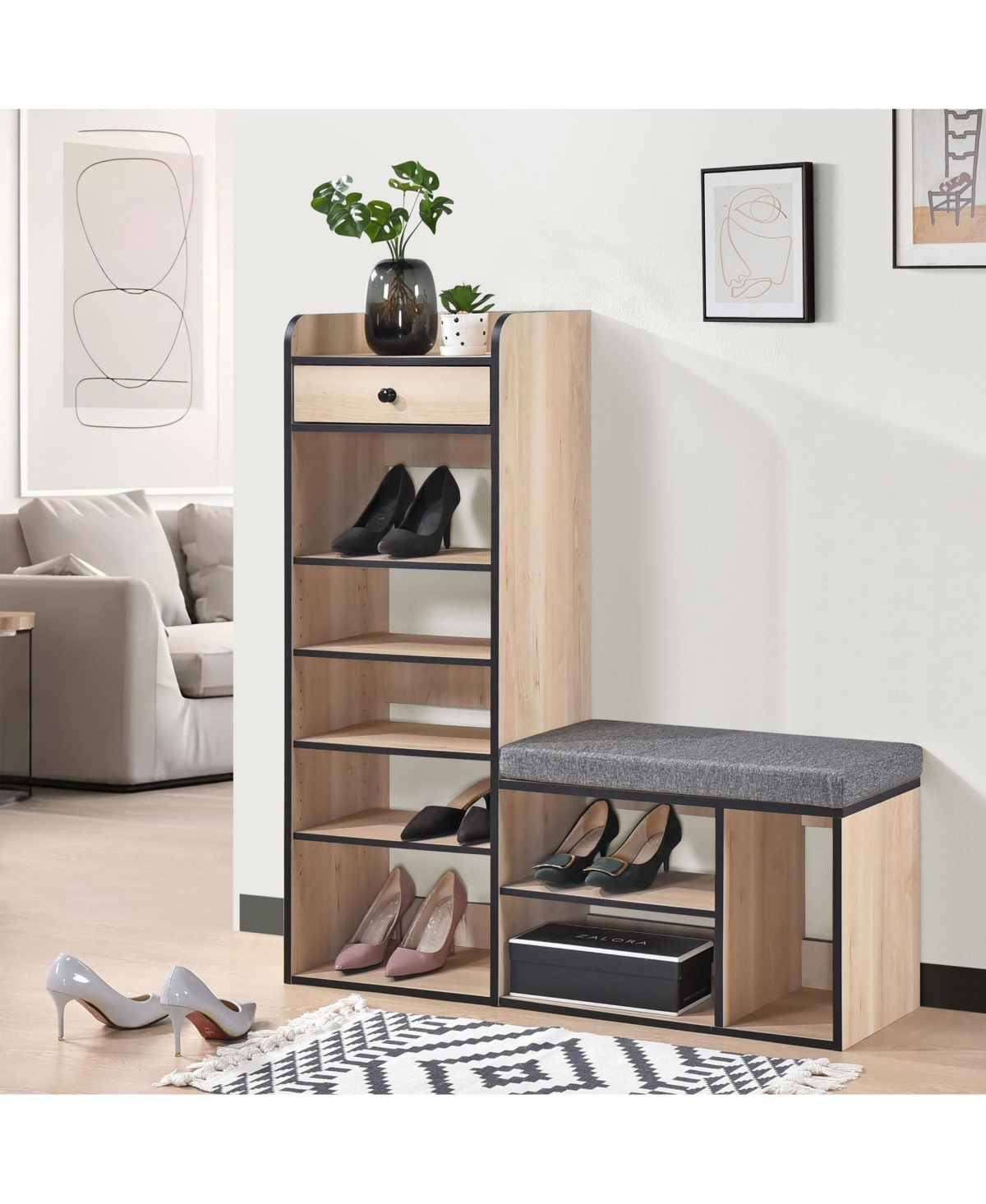 Click here for Kings Brand Furniture Julian Bench & Shoe Rack  7-... prices