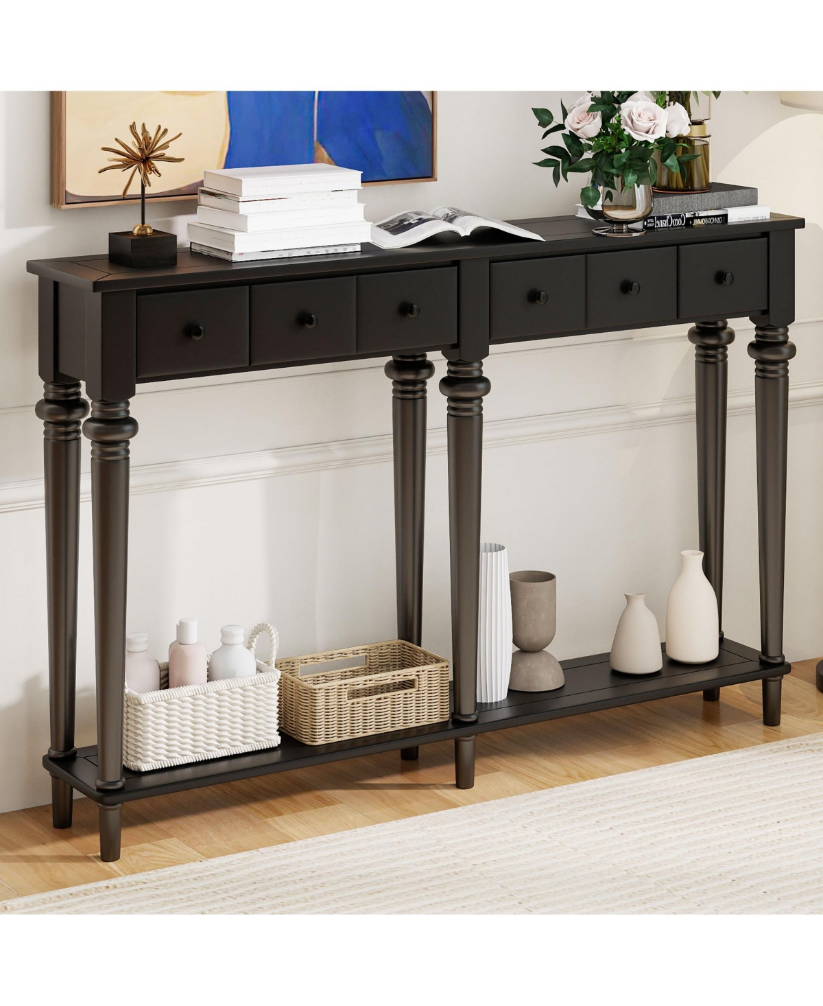Click here for Lovmor Entryway Table with 4 Drawers  Retro Consol... prices