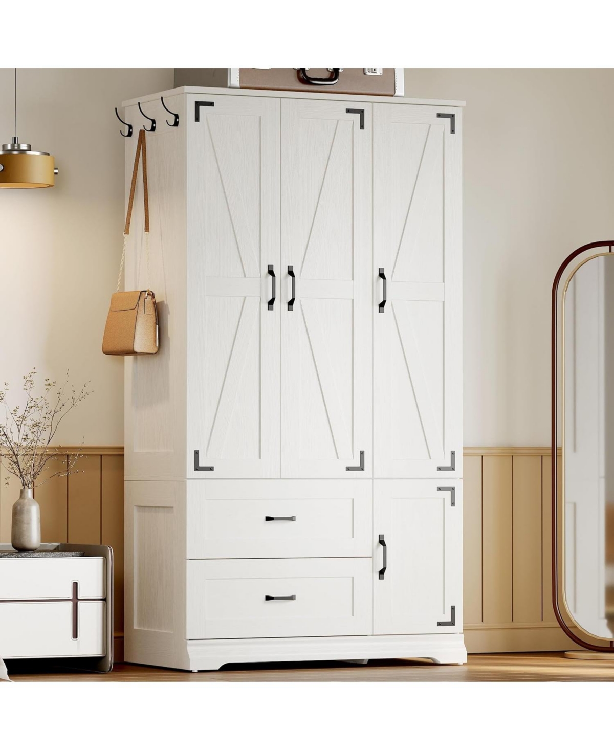 Click here for Likimio White Armoire Wardrobe Closet 71 H with 4... prices