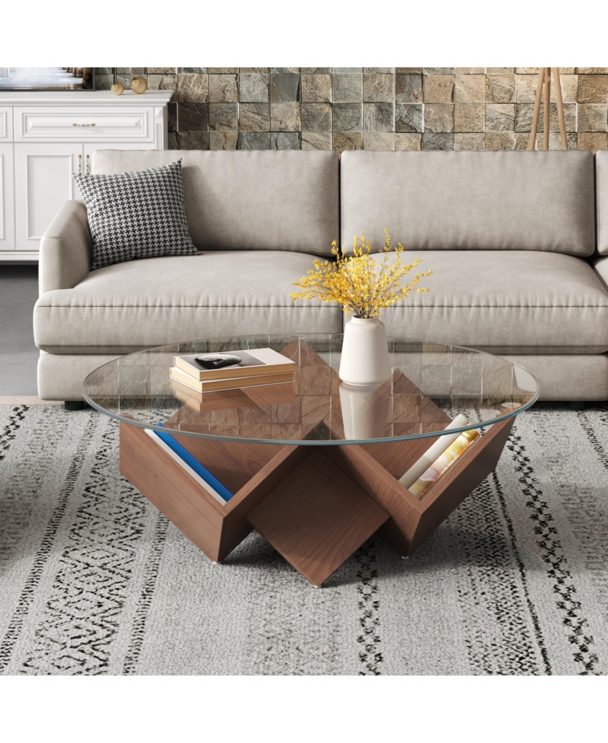Click here for Streamdale Furniture Round Coffee Table with Glass... prices