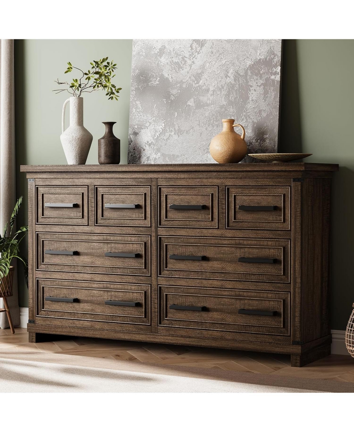 Click here for Farmhouse 8 Drawer Dresser for Bedroom Rustic Wood... prices