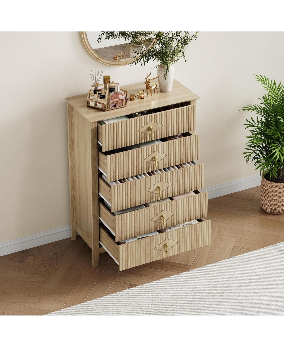 Click here for gaomon Fluted Dresser for Bedroom 43" Tall  5... prices
