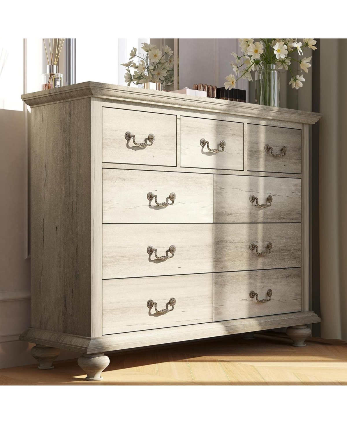 Click here for Gaomon Rustic Grey 9-Drawer Bedroom Dresser  37.8&... prices