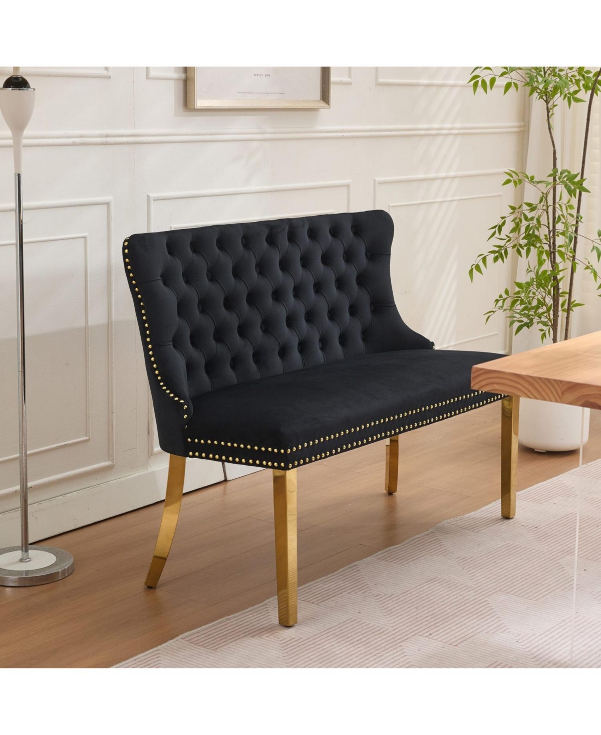 Click here for Streamdale Furniture Velvet Dining Loveseat Bench... prices