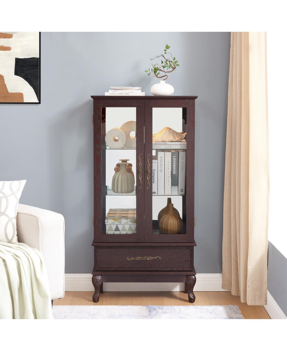 Click here for Streamdale Furniture Lighted Glass Curio Cabinet w... prices