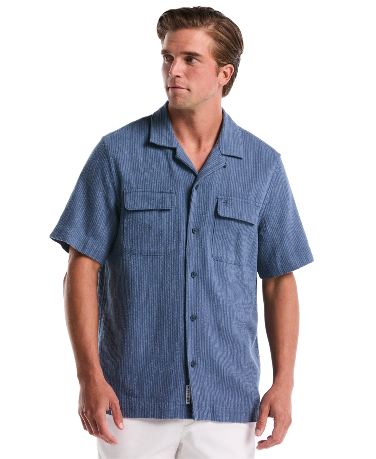 Click here for Original Penguin Mens Textured Camp-Collar Shirt -... prices