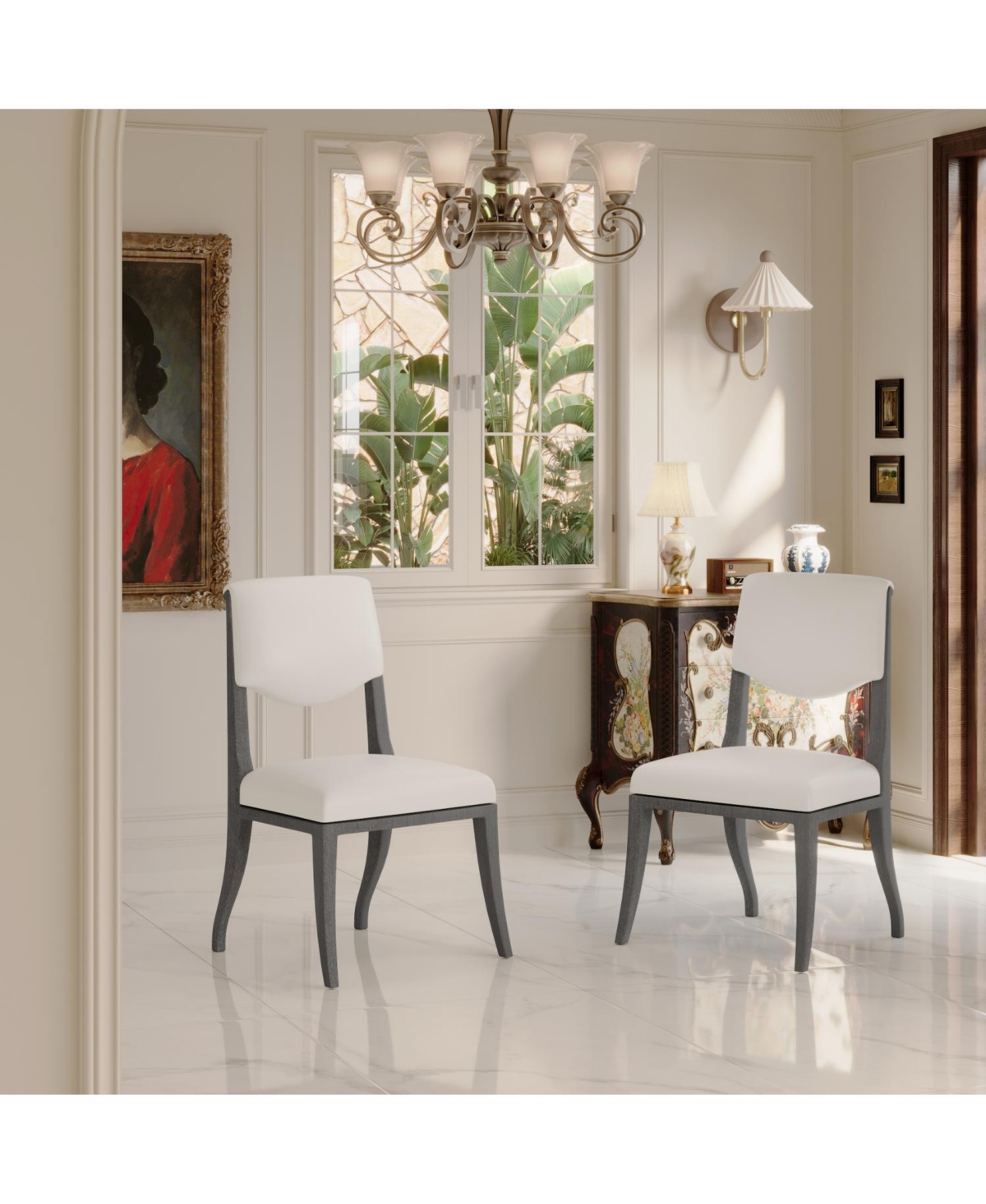 Click here for Streamdale Furniture Oak Gray Upholstered Dining C... prices