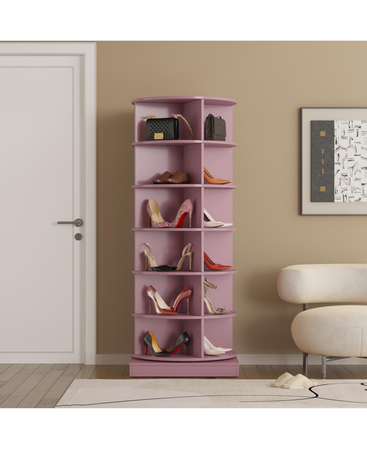 Click here for Streamdale Pink 360 Rotating shoe cabinet 6 layers... prices