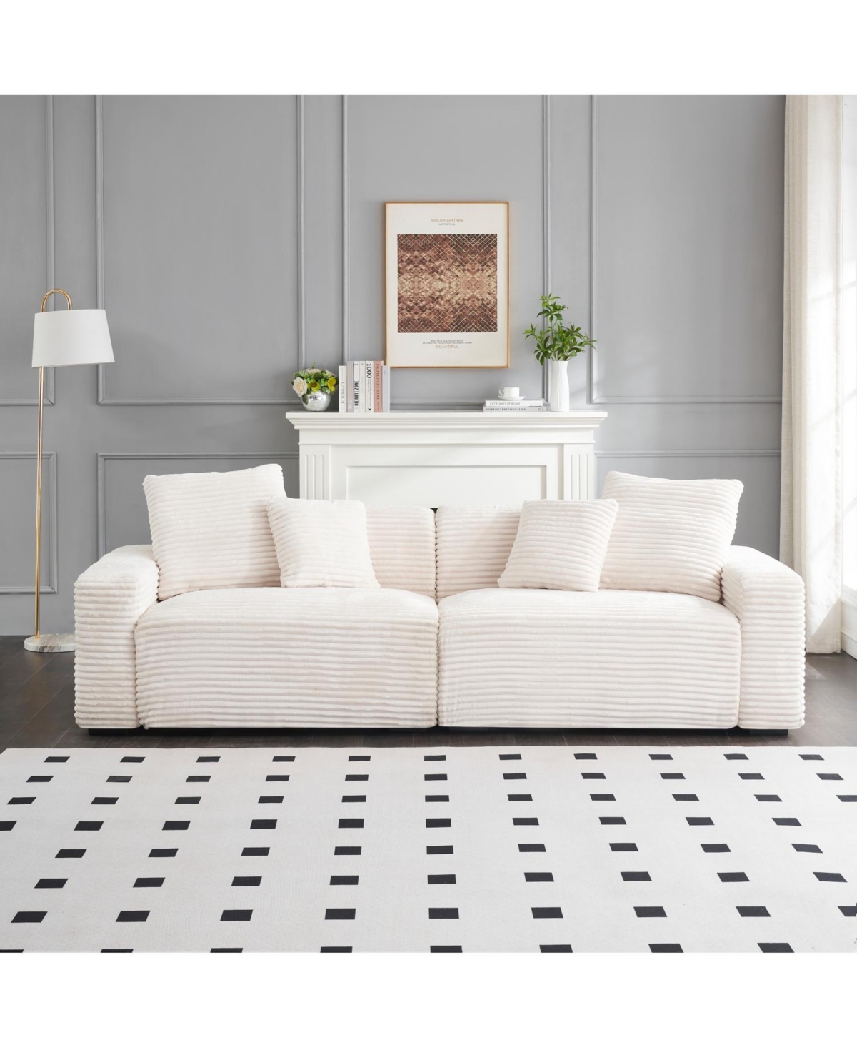 Click here for Streamdale Furniture 104" 4-Seat Beige Cordur... prices