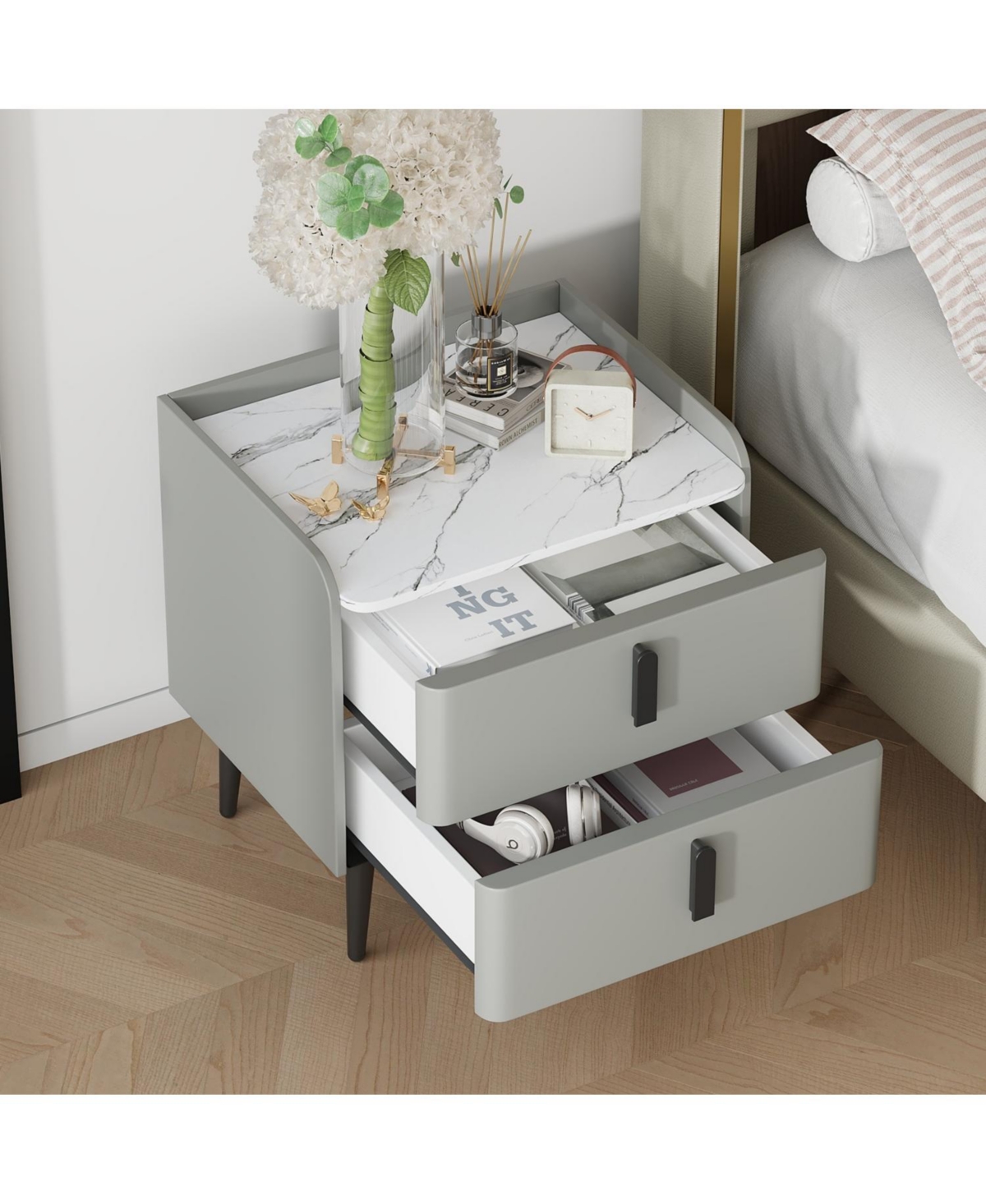 Click here for Streamdale Furniture Streamdale Gray Nightstand wi... prices