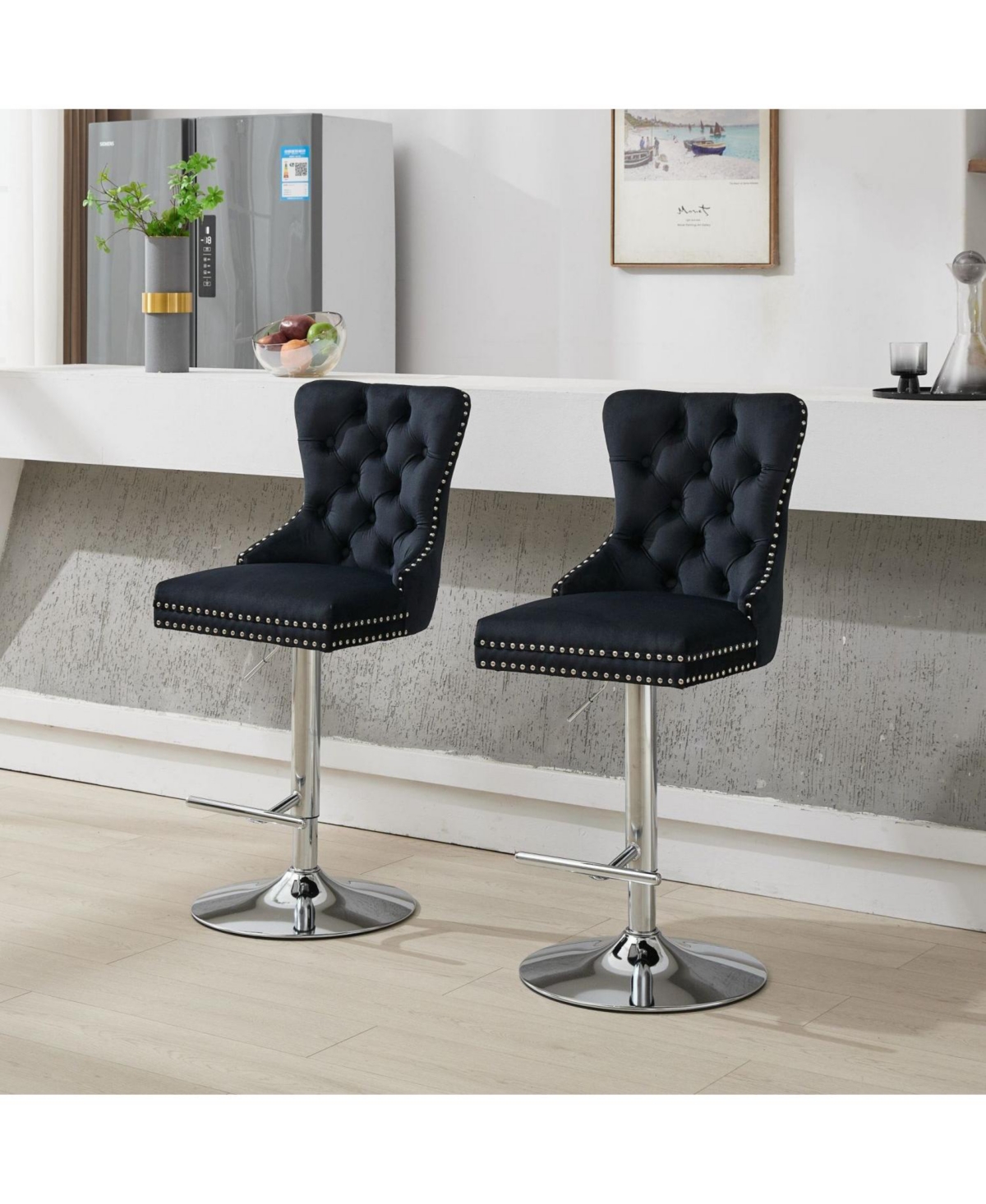 Click here for Streamdale Furniture Chrome Swivel Velvet Barstool... prices