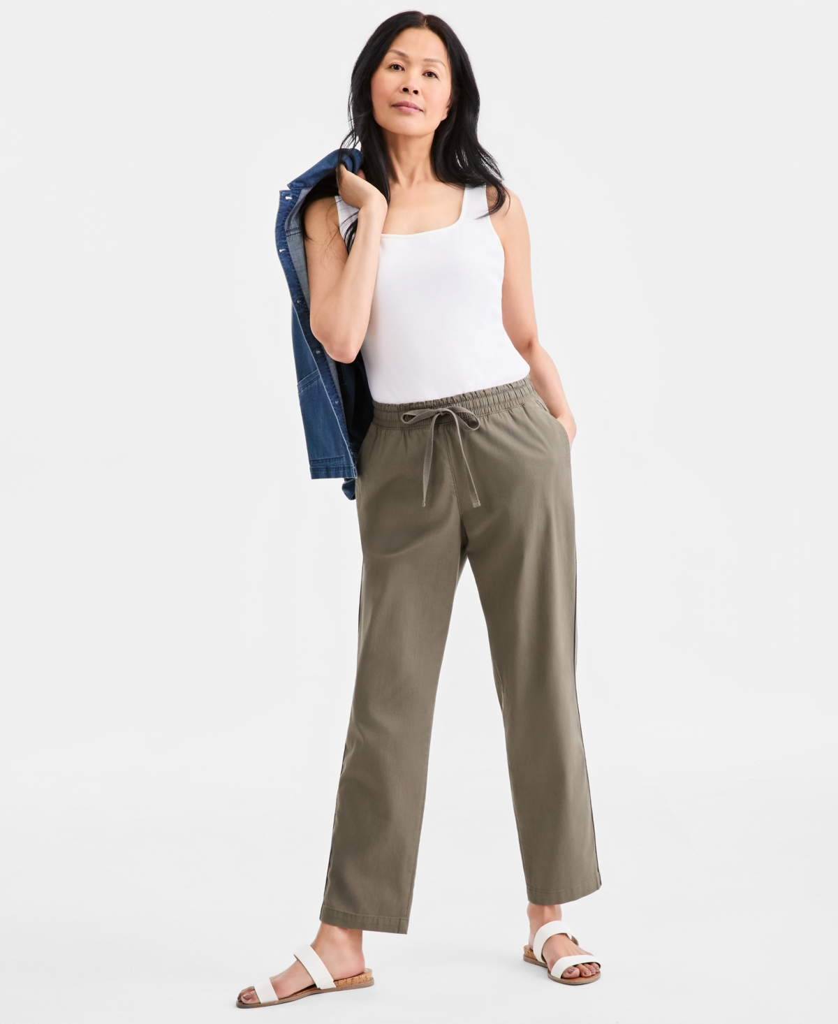 Click here for Style & Co Womens Twill Straight-Leg Pull-On Pants... prices