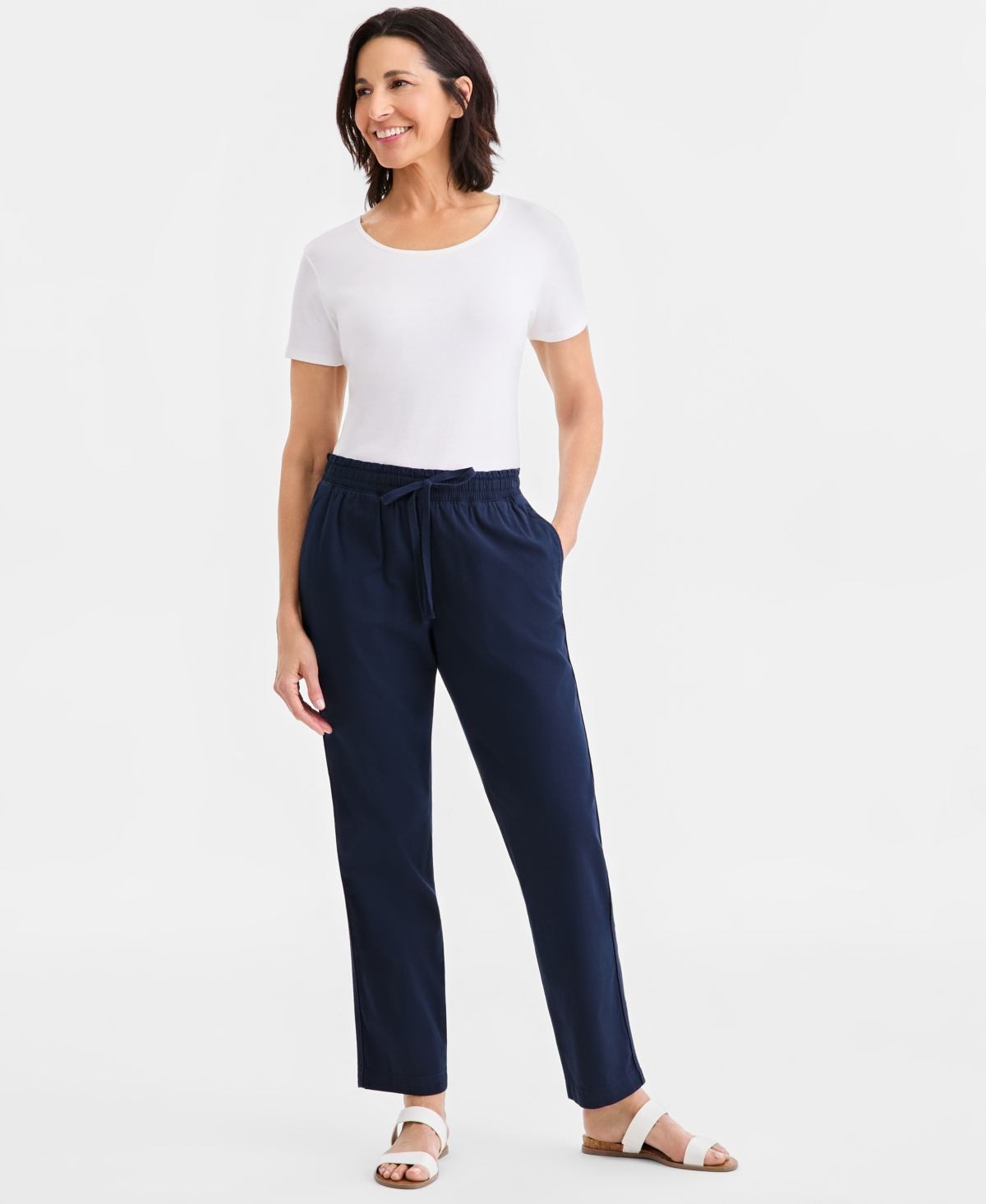 Click here for Style & Co Womens Twill Straight-Leg Pull-On Pants... prices