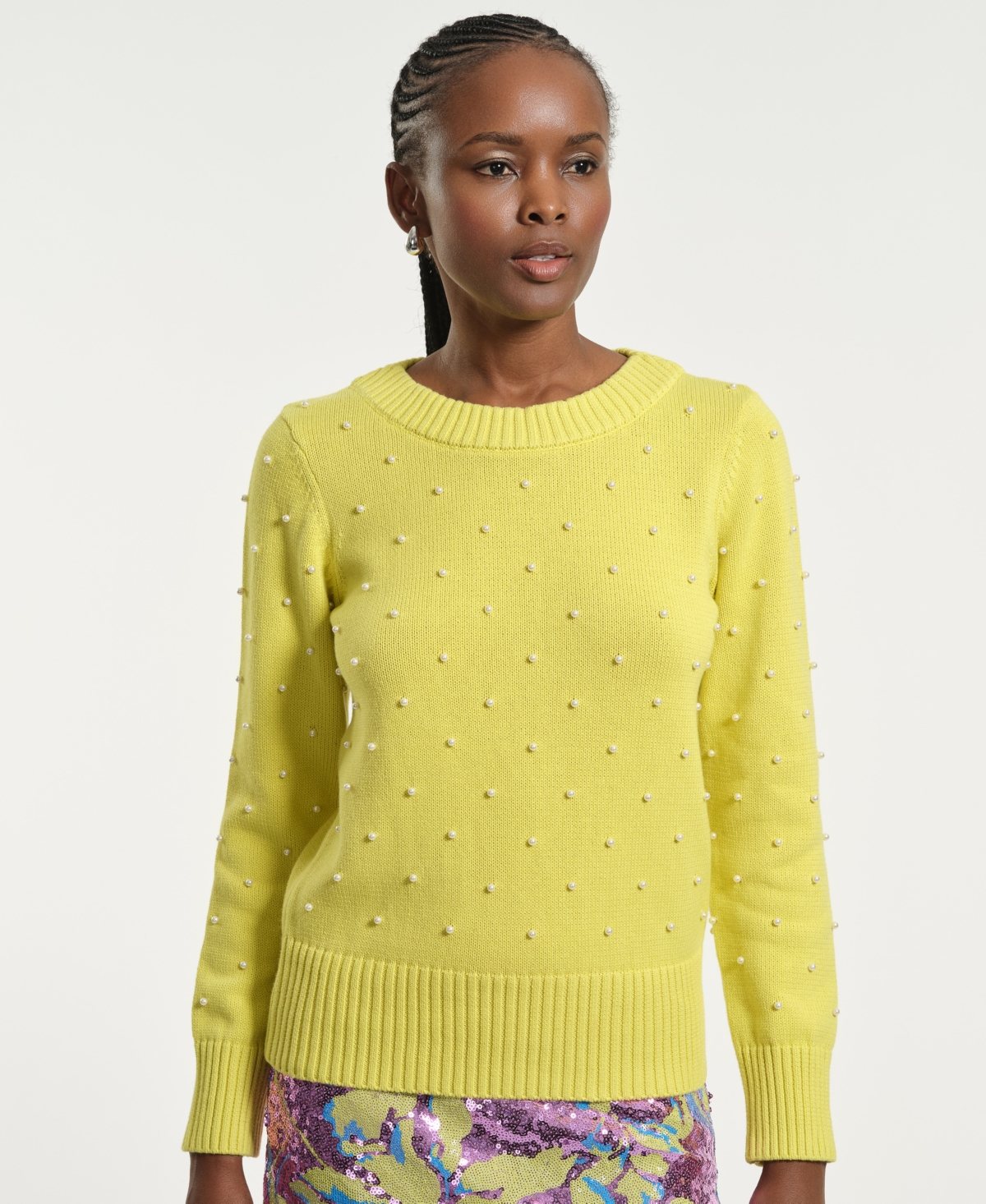 Click here for Isaac Mizrahi Womens Beaded Crewneck Sweater - Lim... prices