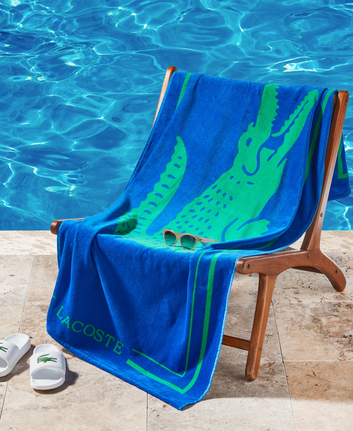 Click here for Lacoste Frame Crocodile Print Cotton Beach Towel... prices