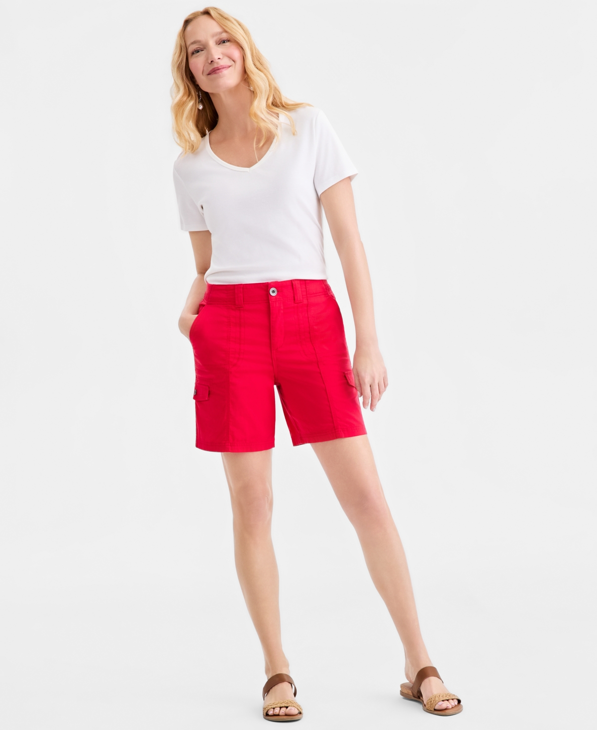 Click here for Style & Co Womens Mid-Rise Comfort-Waist Cargo Sho... prices