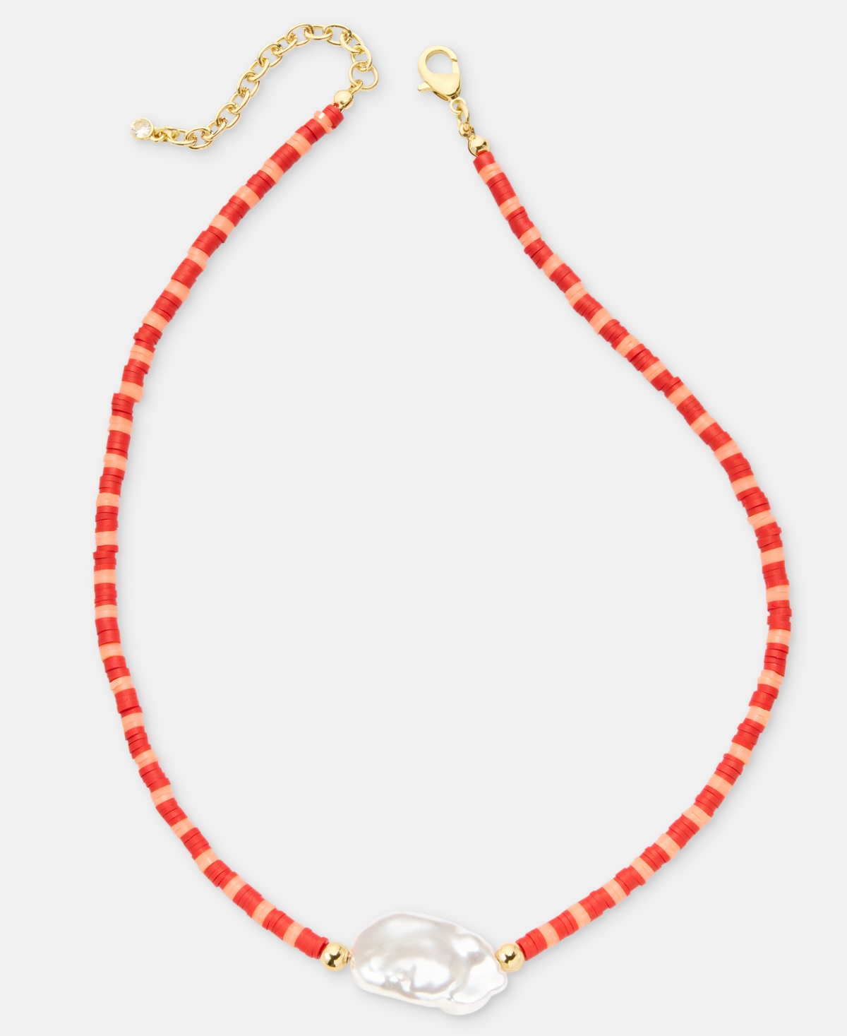 Click here for On 34th Gold-Tone Red Bead Imitation Pearl Collar... prices