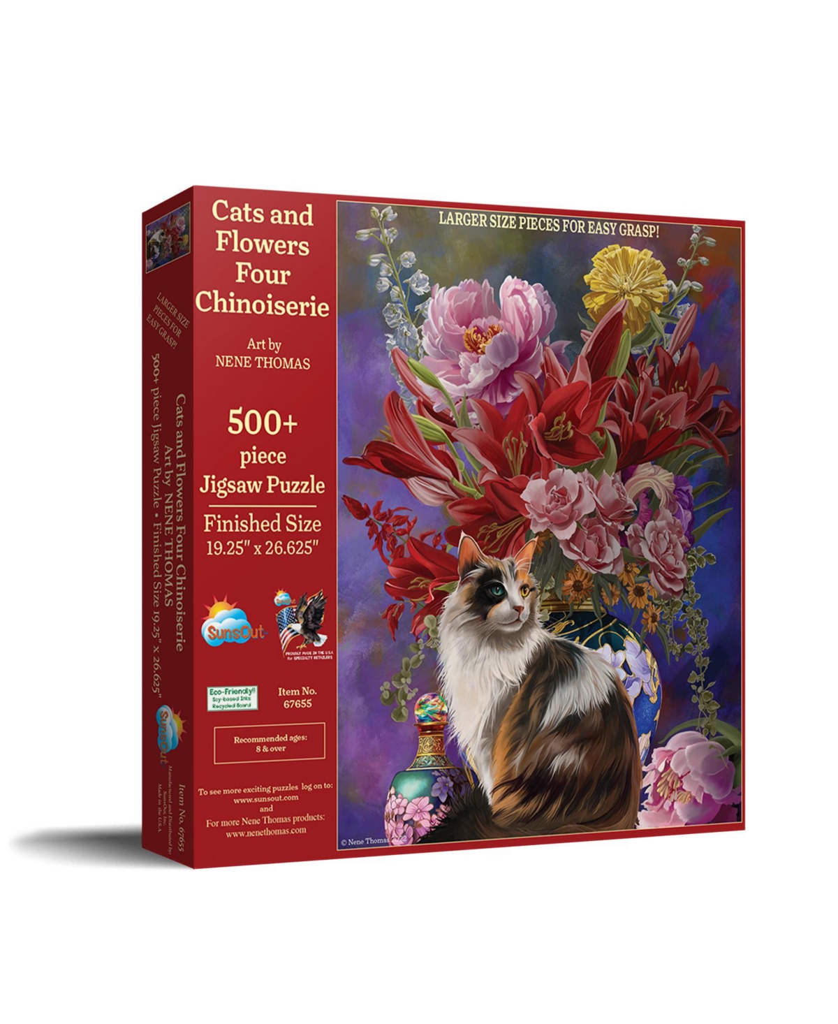 Click here for SunsOut Cats and Flowers Four Chinoiserie 500 piec... prices