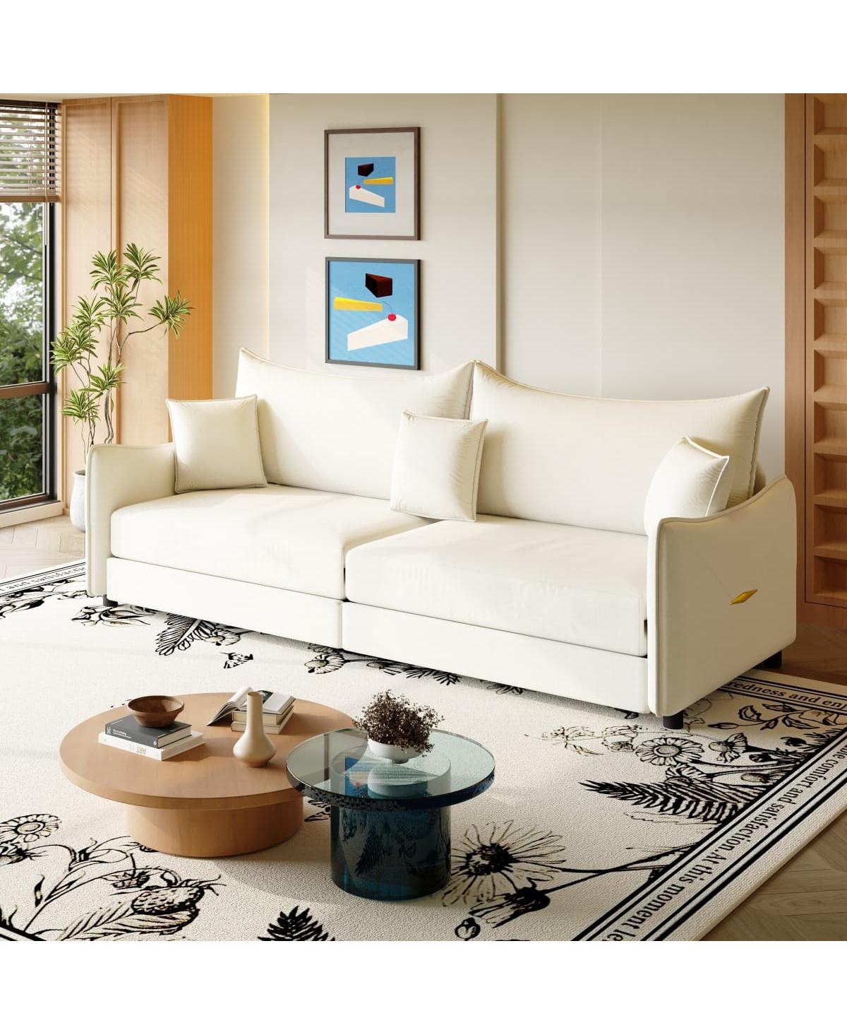 Click here for Maison Boucle 81.9 Velvet Pull Out Sleeper Sofa Be... prices