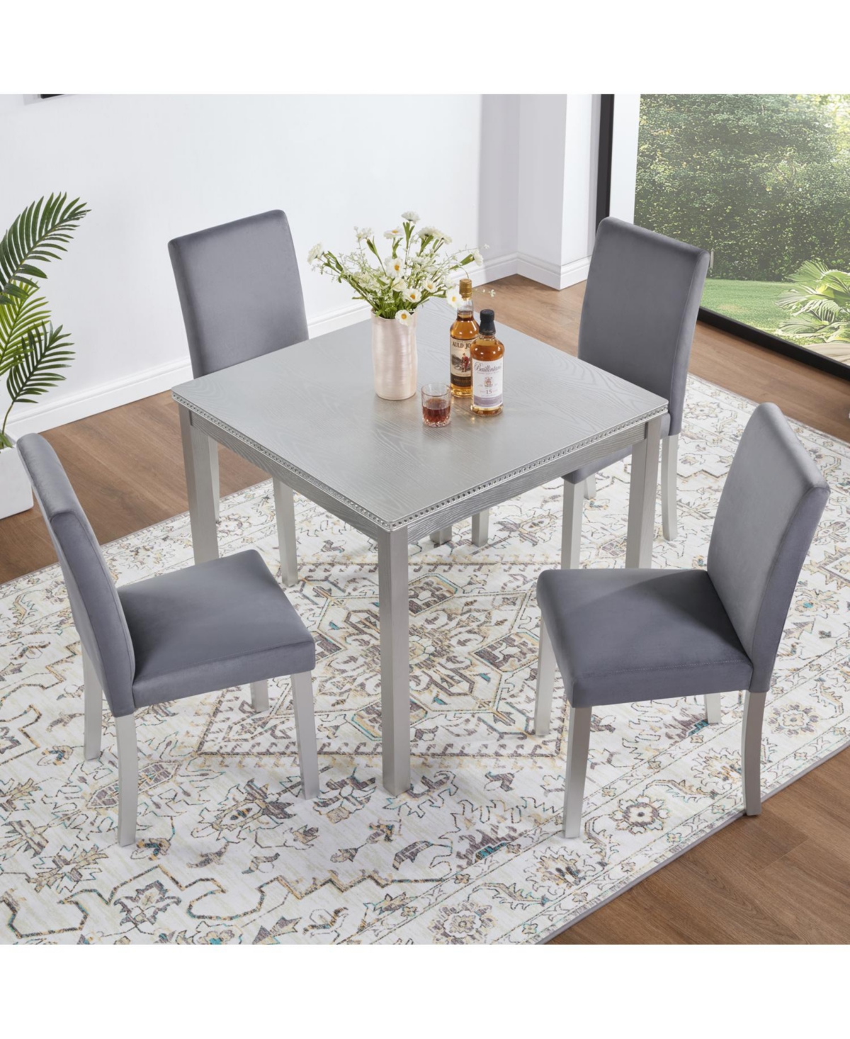 Click here for Streamdale Furniture 5-Piece Silver Grey Dining Se... prices