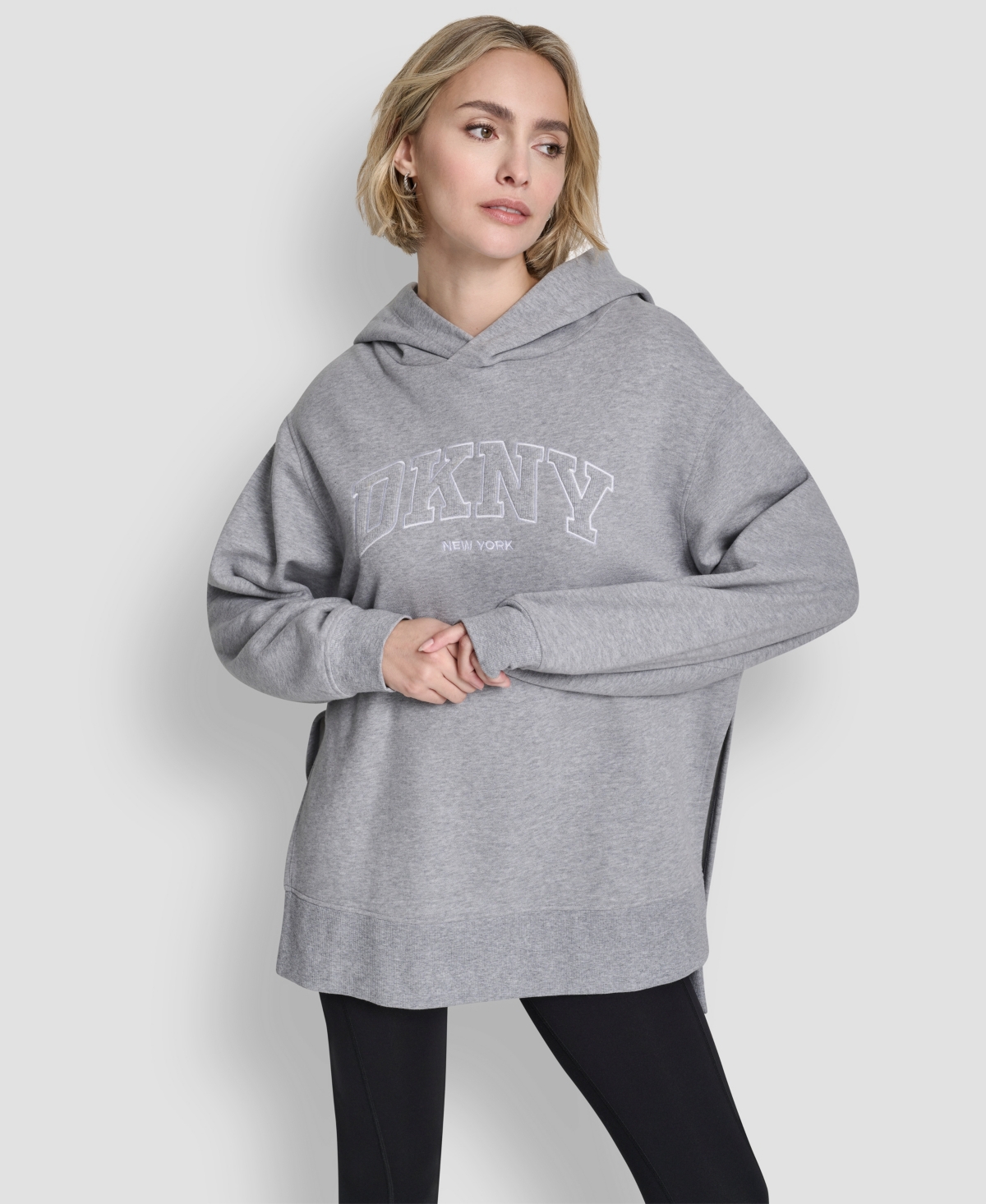 Click here for Dkny Womens Puff Applique Varsity Logo High-Low Ho... prices