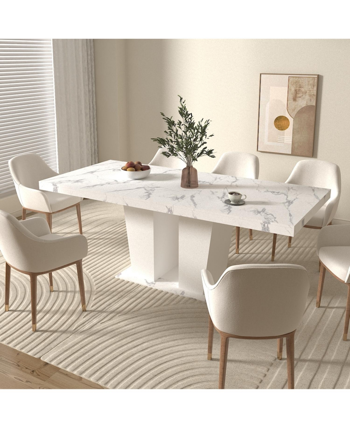 Click here for Streamdale Furniture Extendable White Faux Marble... prices