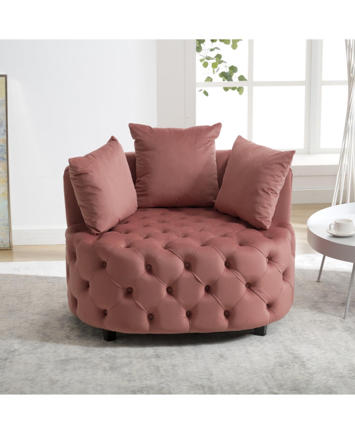 Click here for Streamdale Modern Accent Barrel Chair (Pink) - Pin... prices