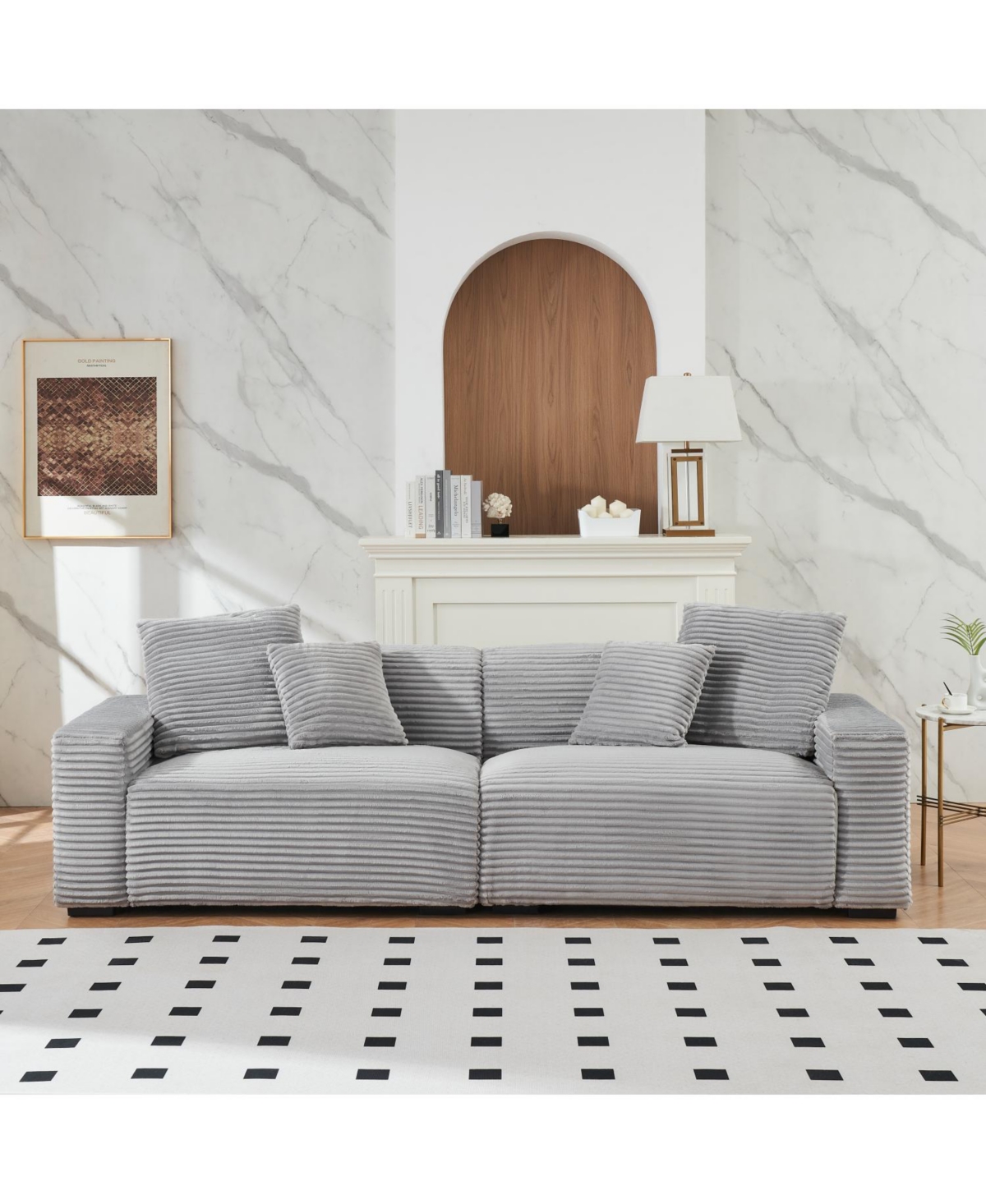 Click here for Streamdale Furniture 104" Grey Corduroy 4-Sea... prices