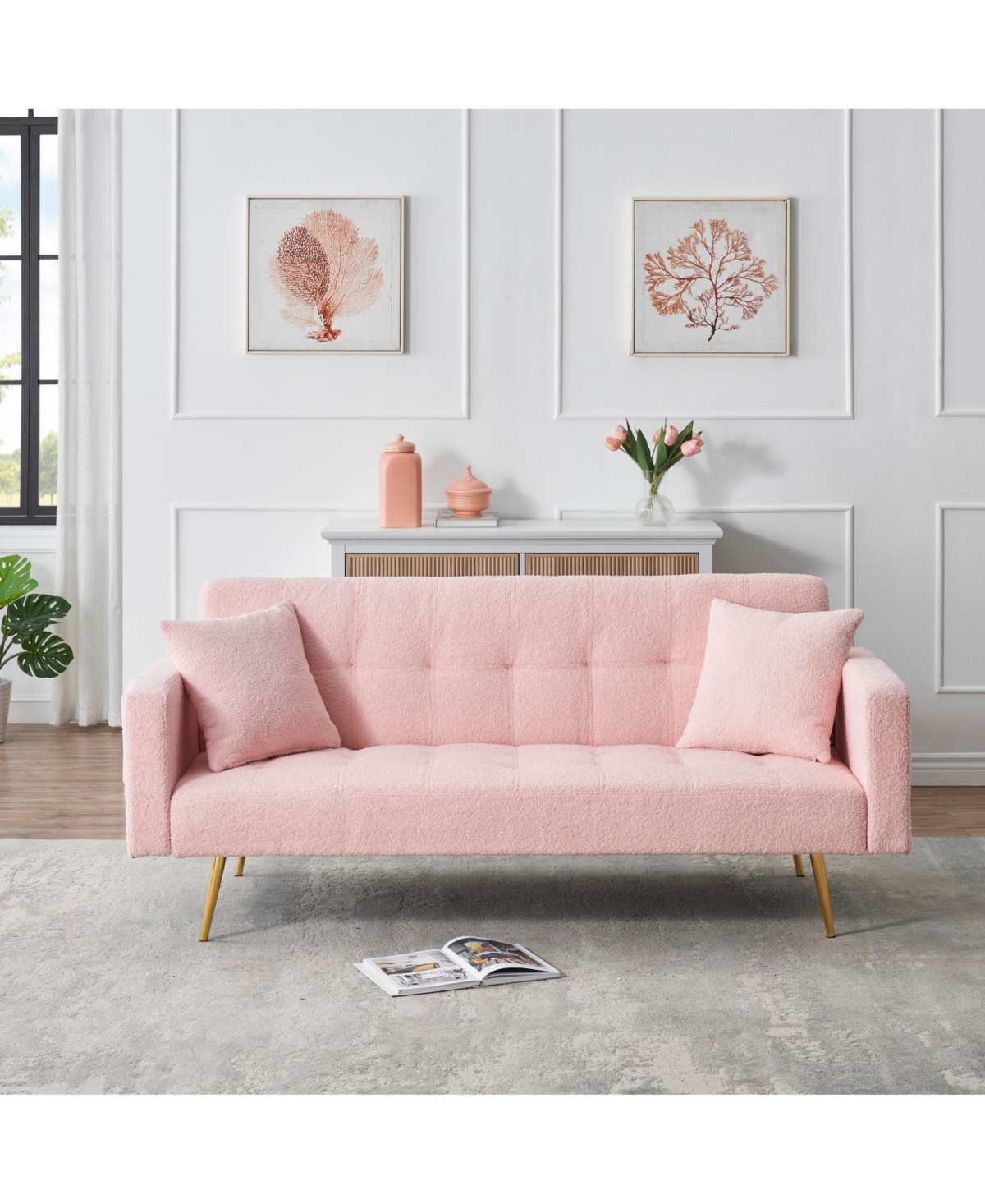 Click here for Streamdale Furniture 71.7 - inch Pink Teddy Fleece... prices