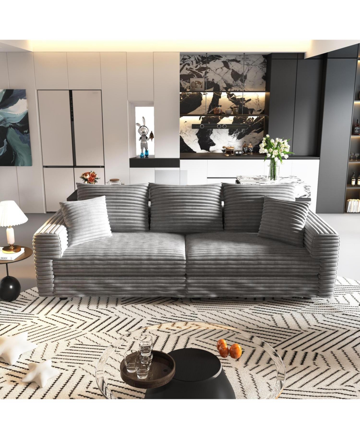 Click here for Streamdale Furniture Plush Corduroy 3-Seat Sofa wi... prices