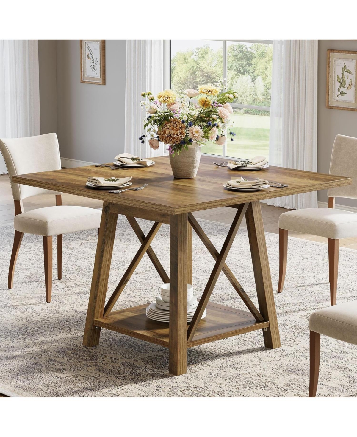Click here for Tribesigns Square Dining Table for 4  Farmhouse Ki... prices