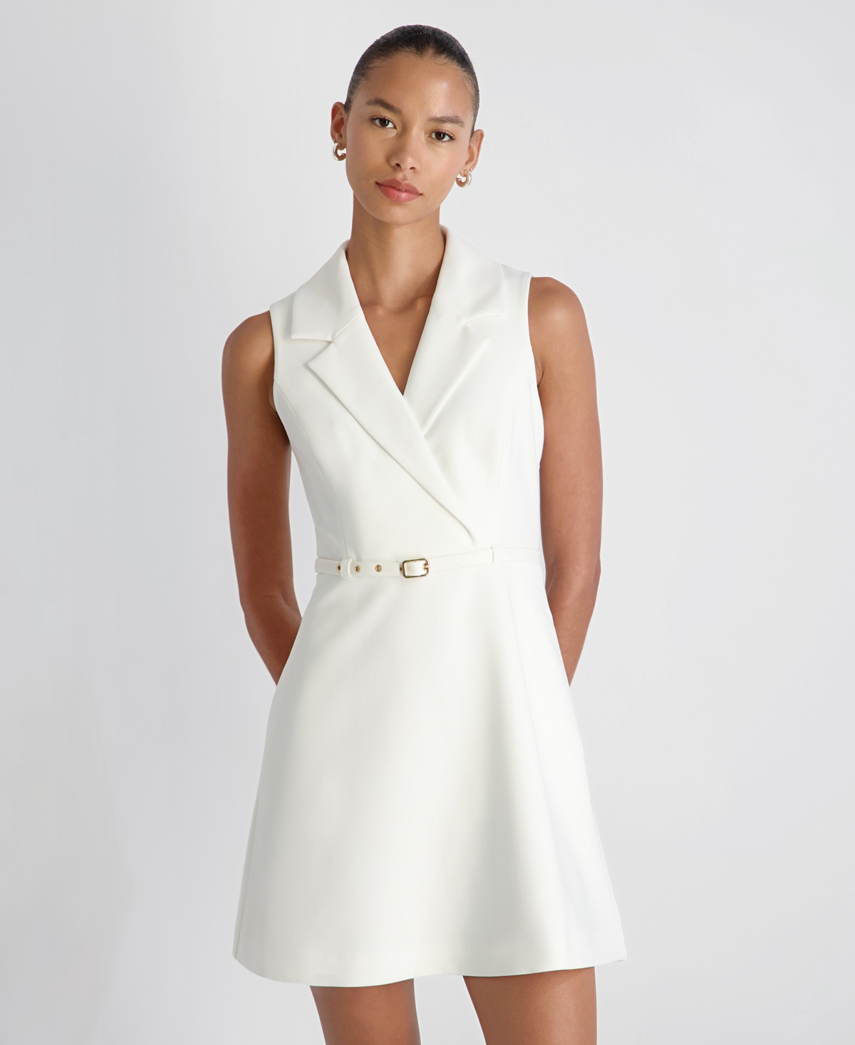 Click here for French Connection Womens Collared V-Neck Belted Bl... prices