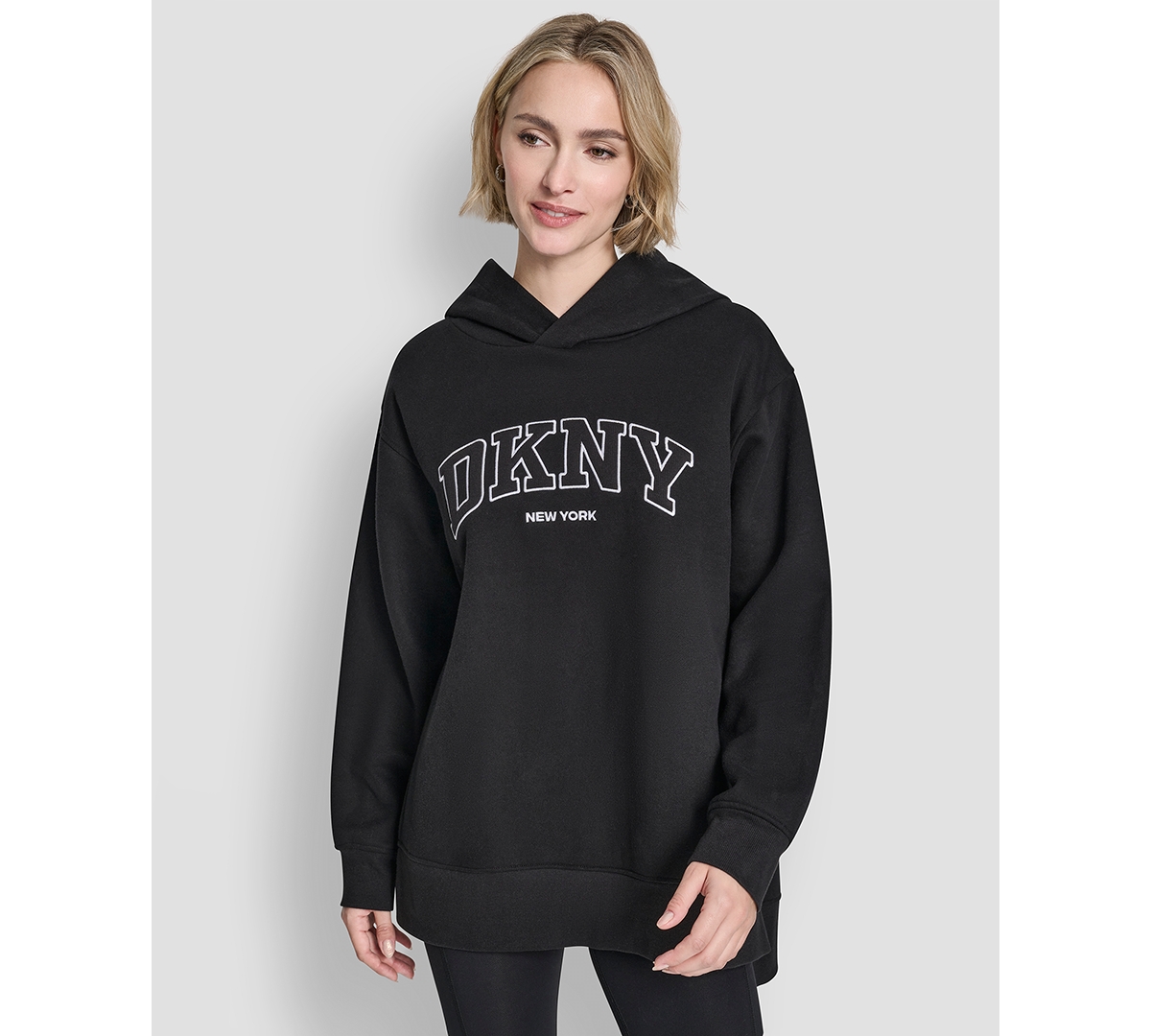 Click here for Dkny Womens Puff Applique Varsity Logo High-Low Ho... prices