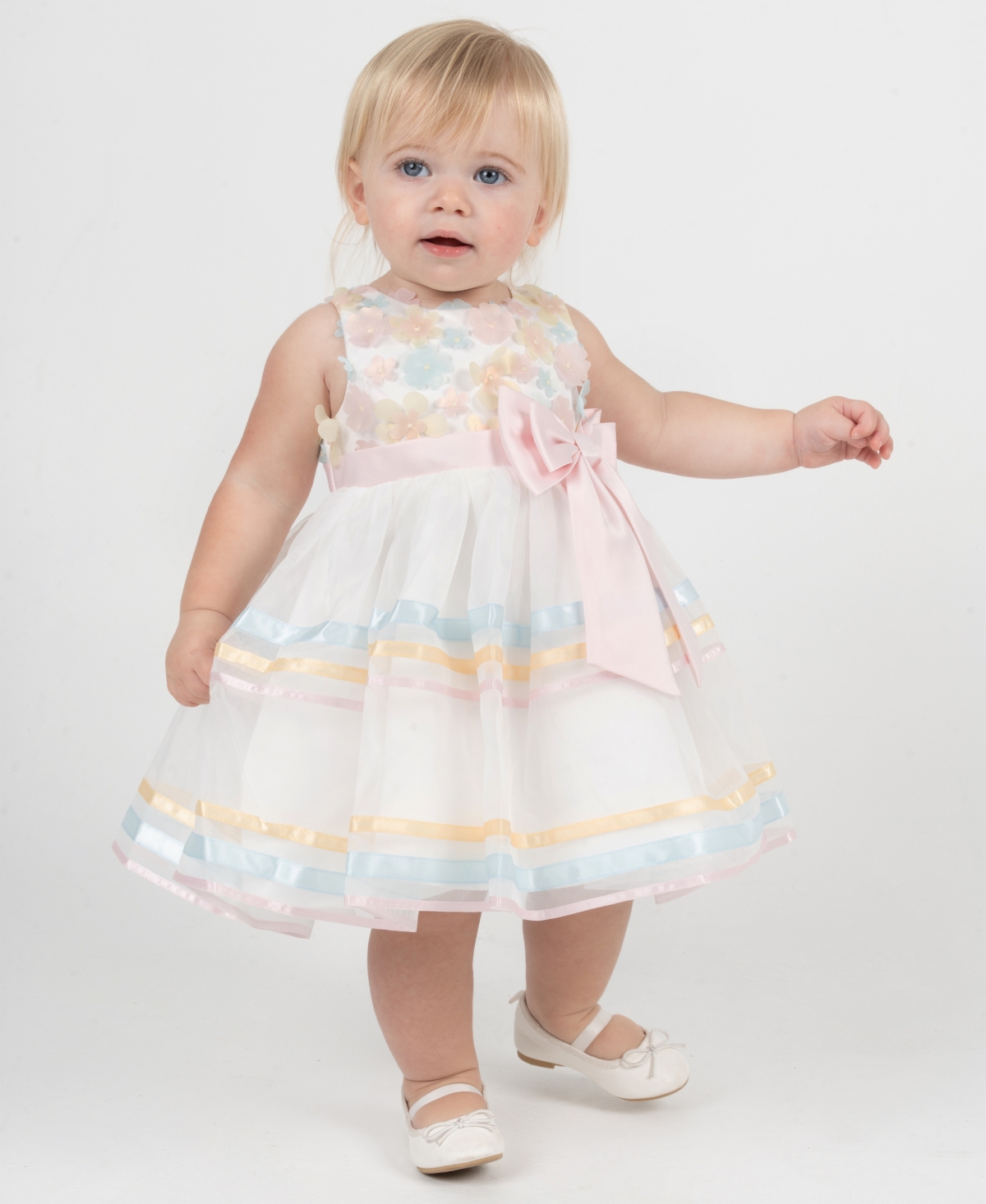 Click here for Rare Editions Baby Girls 3D Floral Mesh Round Neck... prices