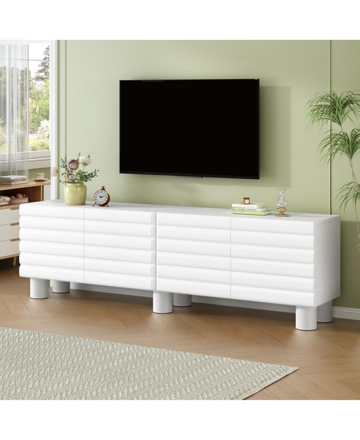 Click here for Streamdale Furniture Cream Tv Stand Console - 75 T... prices