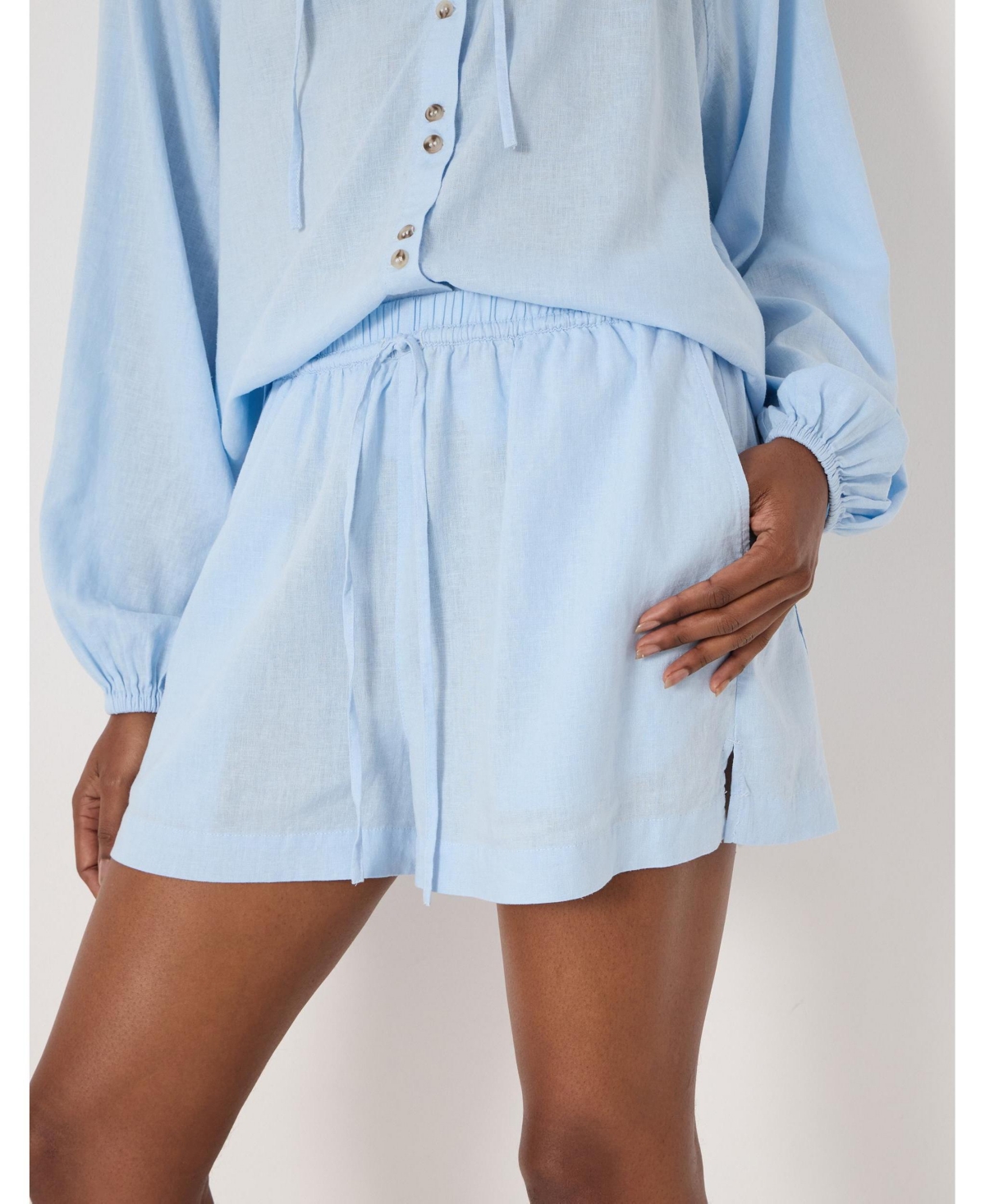 Click here for Hush Womens Ernie Gathered Linen Beach Short - Pal... prices