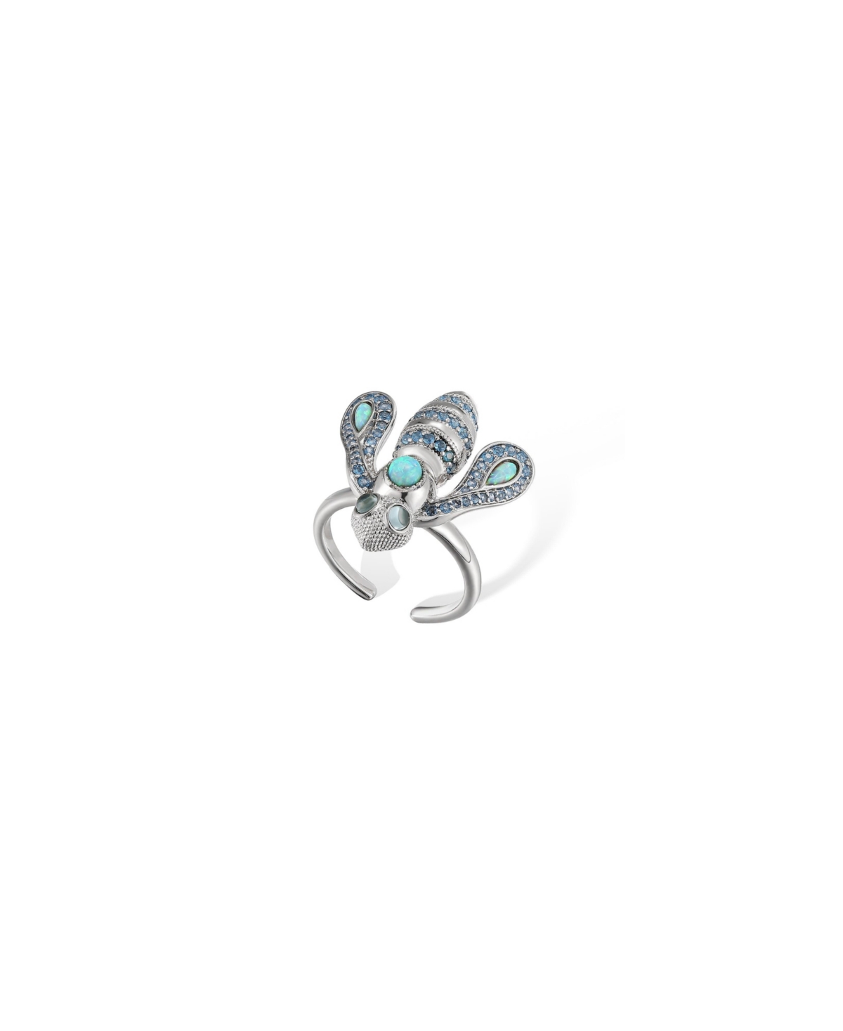 Click here for Retro Chic Honey Bee Ring - Silver  blue prices