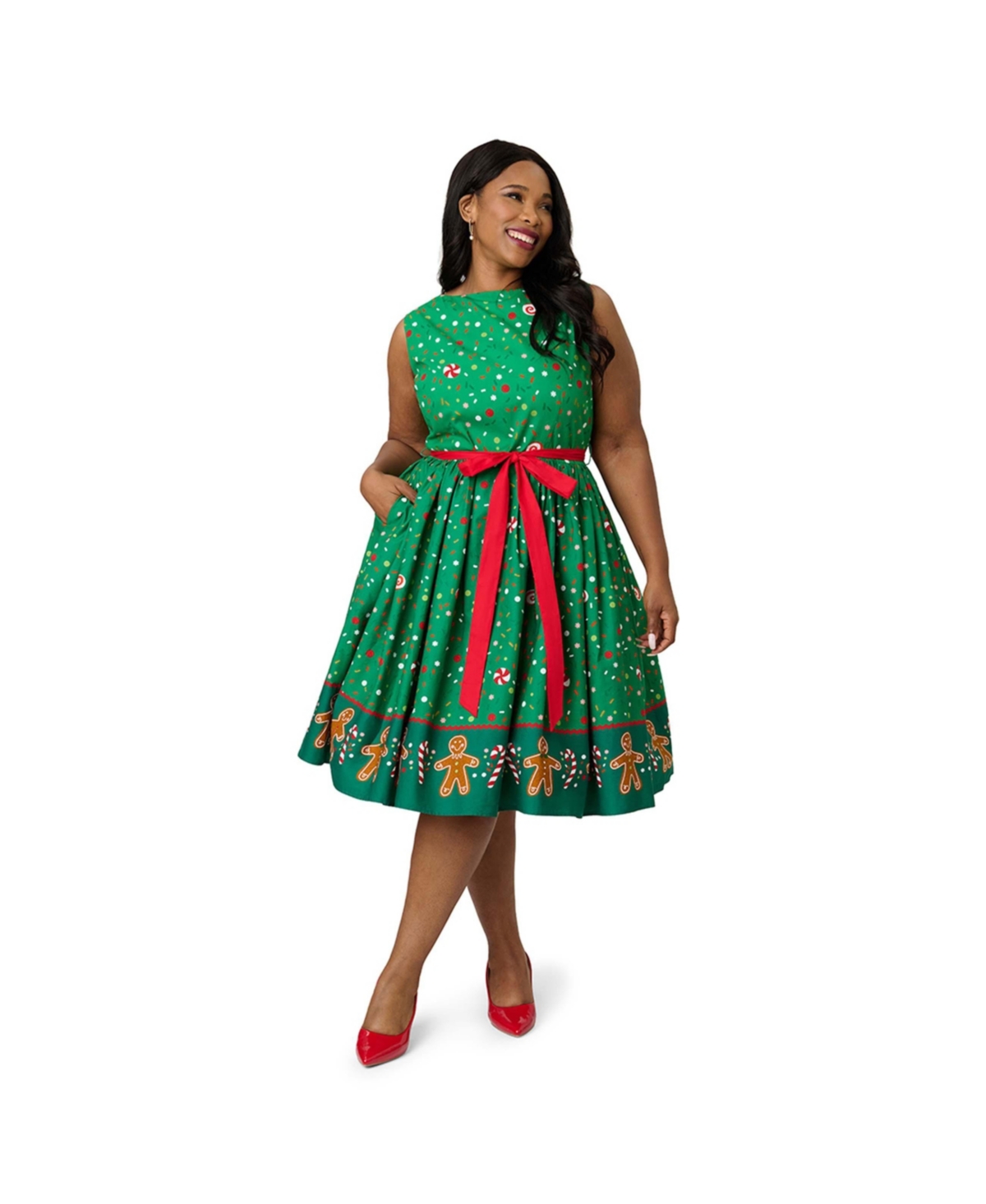 Click here for Unique Vintage Plus Size Sleeveless Belted Swing D... prices