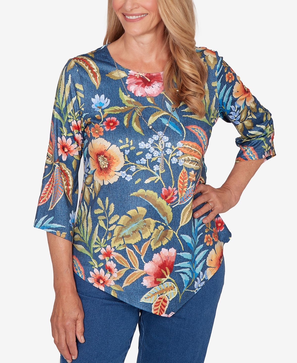 Click here for Alfred Dunner Petite Classic Floral Print Pointed... prices