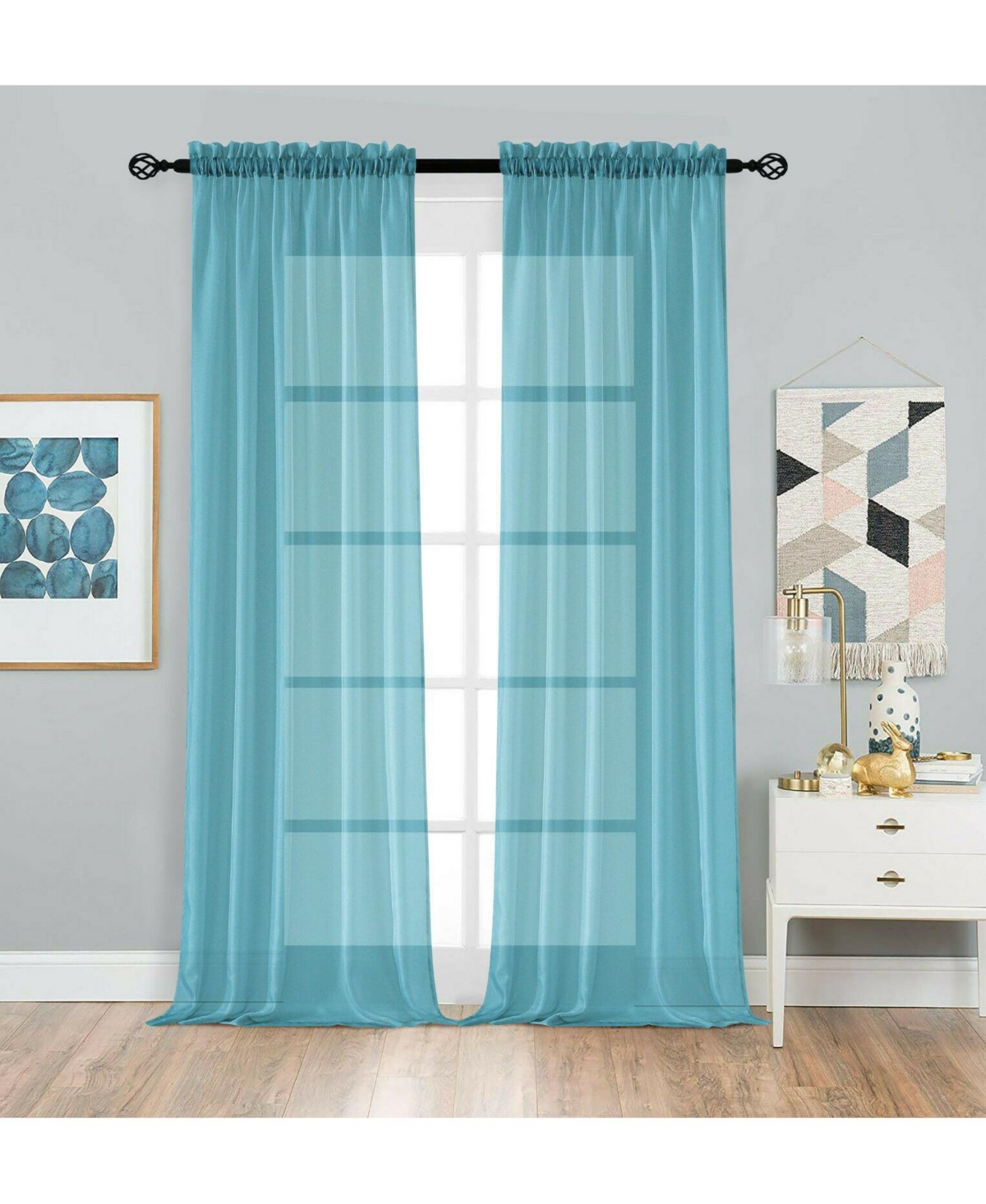 Click here for Kate Aurora Designer Sheer Voile Rod Pocket Curtai... prices