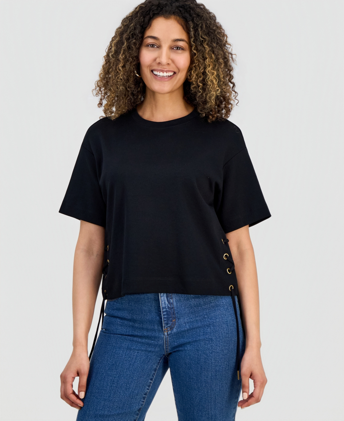 Click here for I.n.c. International Concepts Petite Lace-Up T-Shi... prices