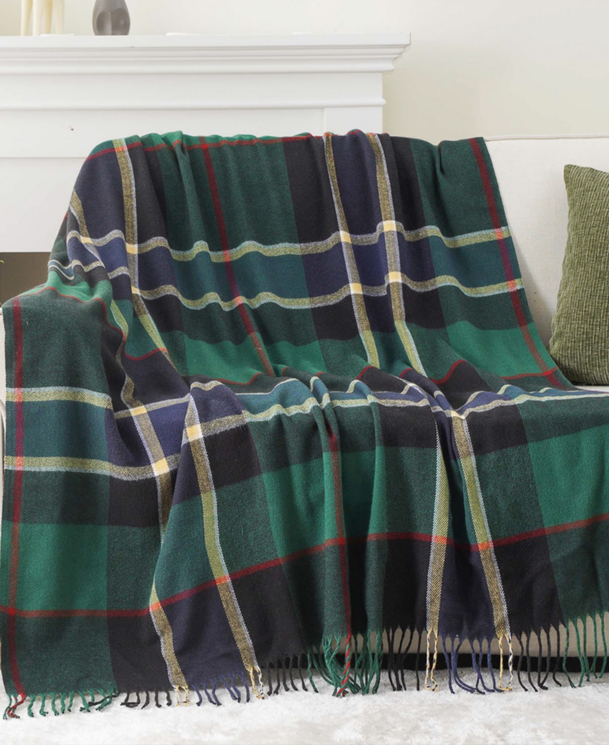 Click here for Happycare Textiles Yarn-Dyed Woven Plaid Fringe Th... prices