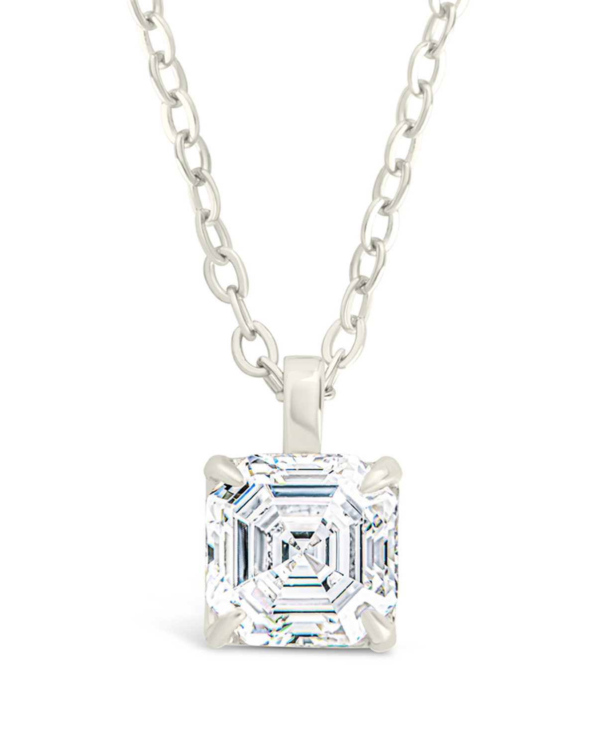 Click here for Sterling Forever Asscher Prong Set Pendant - Silve... prices