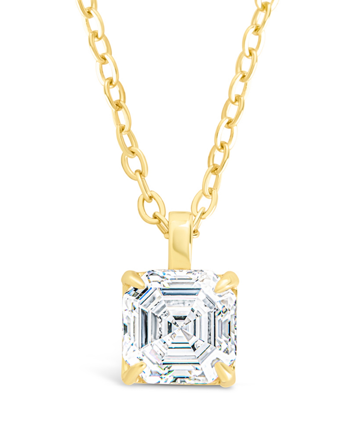 Click here for Sterling Forever Asscher Prong Set Pendant - Gold prices